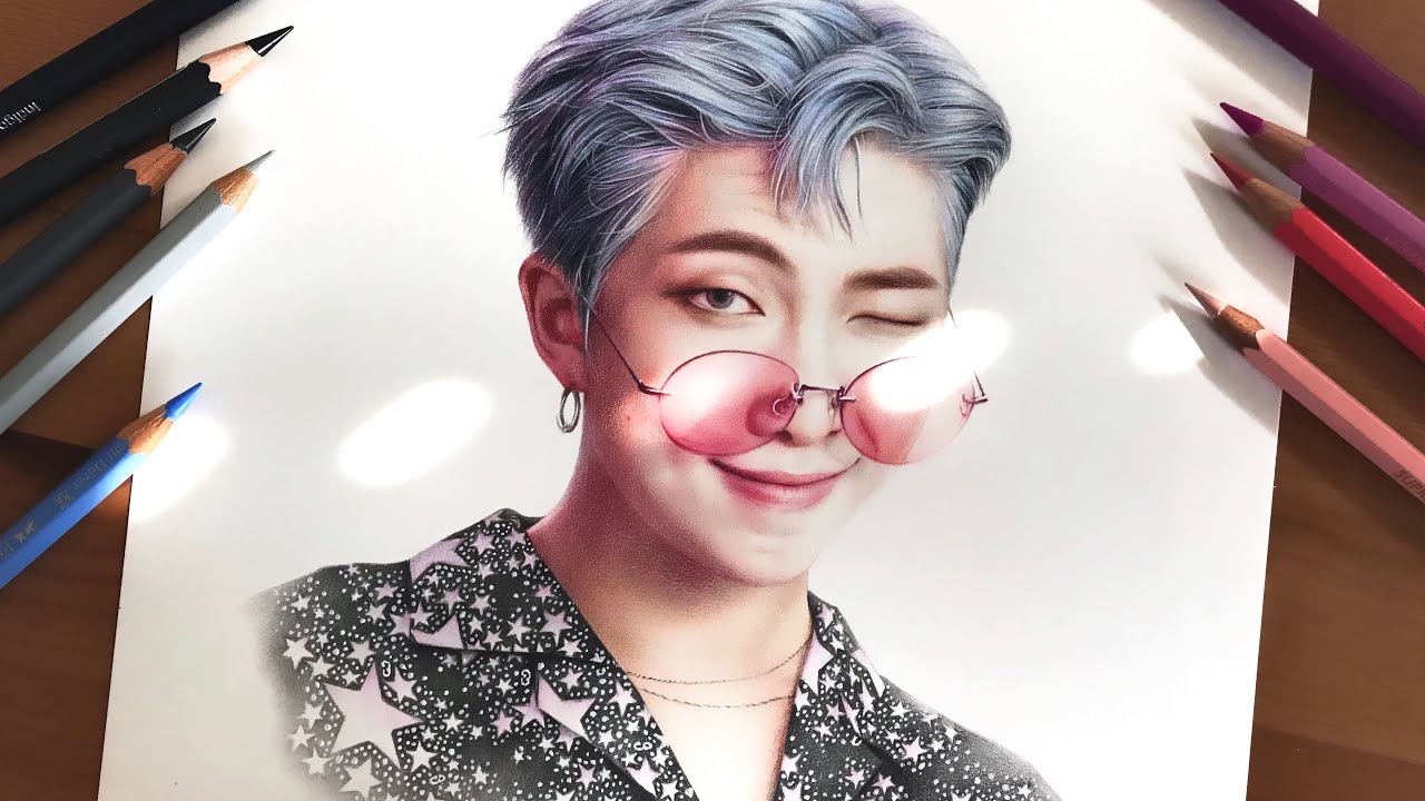 [BTS] BTS RM Colored Pencil Drawing / 방탄소년단 RM 색연필 드로잉 ...