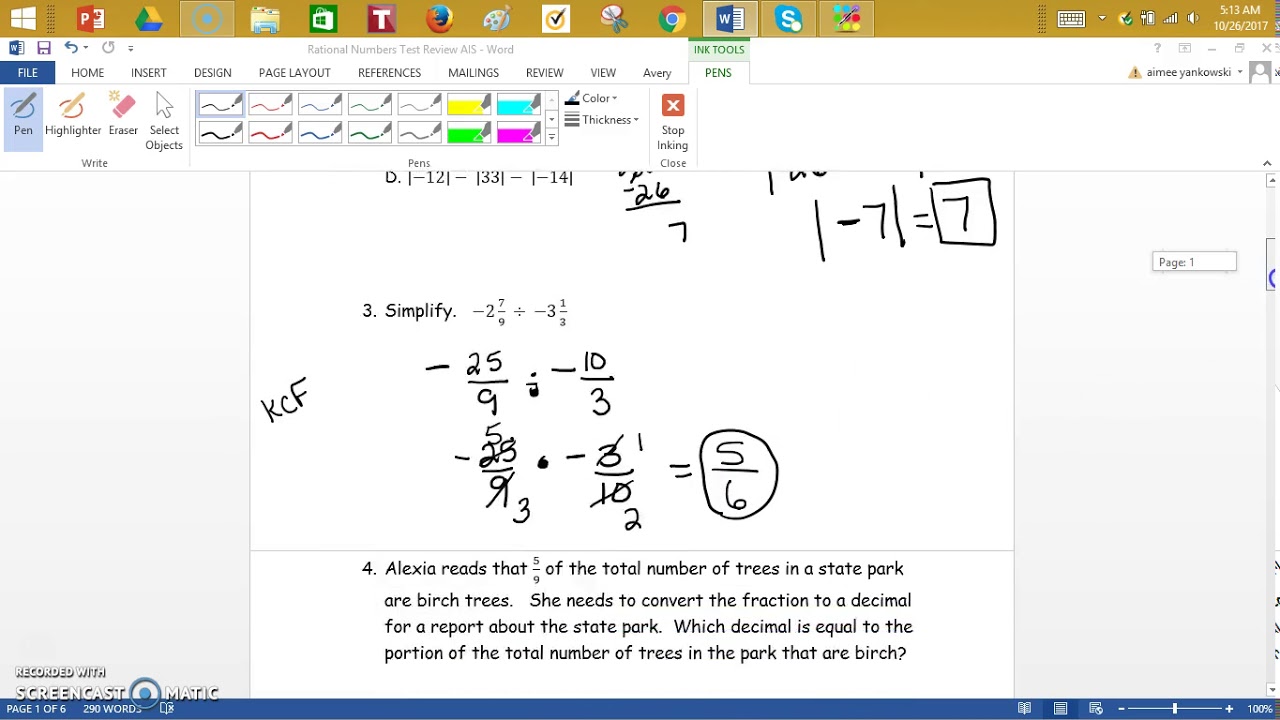 Rational Numbers Unit Test Review #1 7 - YouTube