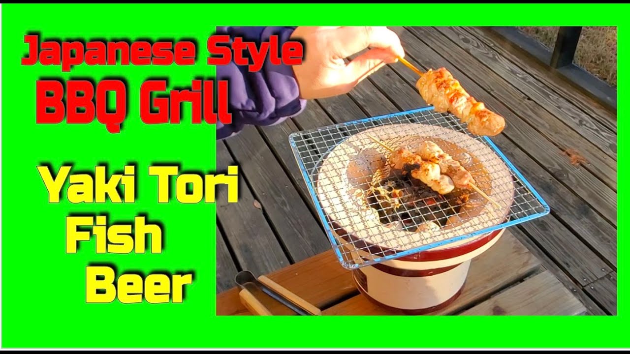 【Japanese Food】Yakitori, Fish, & beer🍺 on tiny grill [ASMR] - YouTube