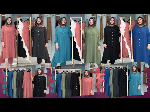 [Tesettür giyim Kombinleri-Boydan Düğmeli İkili Takım]-EDALI MODAM'DA