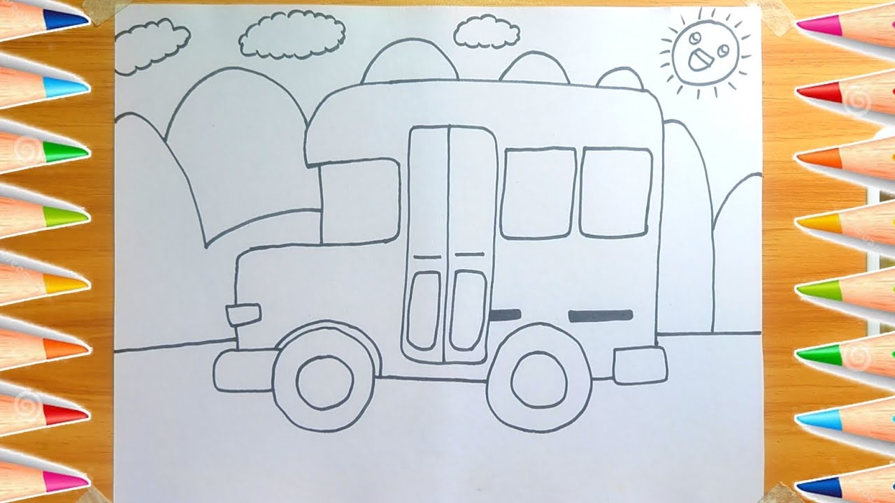 How to draw easy School Bus 🚍 #bacho_ki_drawing #kidsdrawing # ...