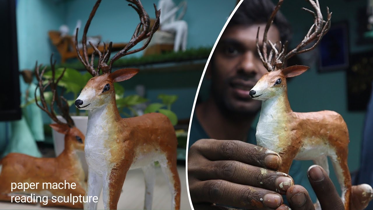 How to Make a Paper Mache Reindeer Sculpture Using Newspaper (Easy Step ...