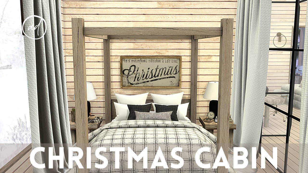CHRISTMAS CABIN with outdoor sauna || Sims 4 || CC SPEED BUILD + CC ...