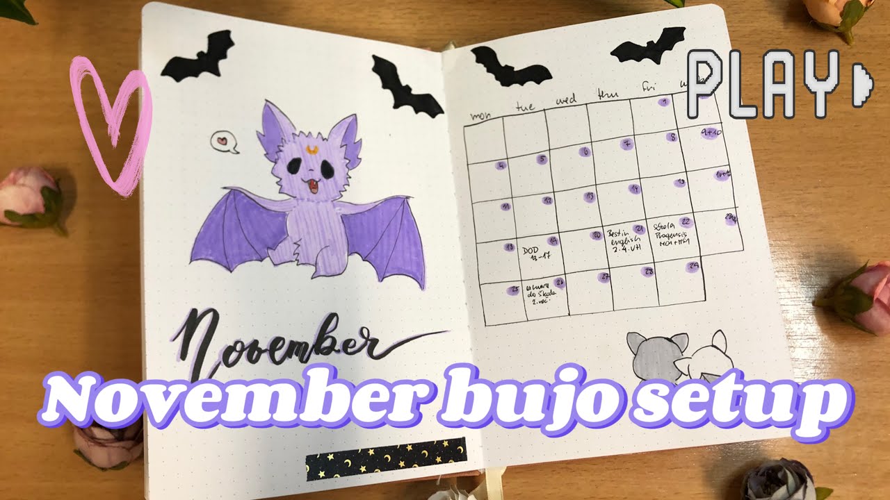 November bullet journal | teacher journal | bats🦇 - YouTube