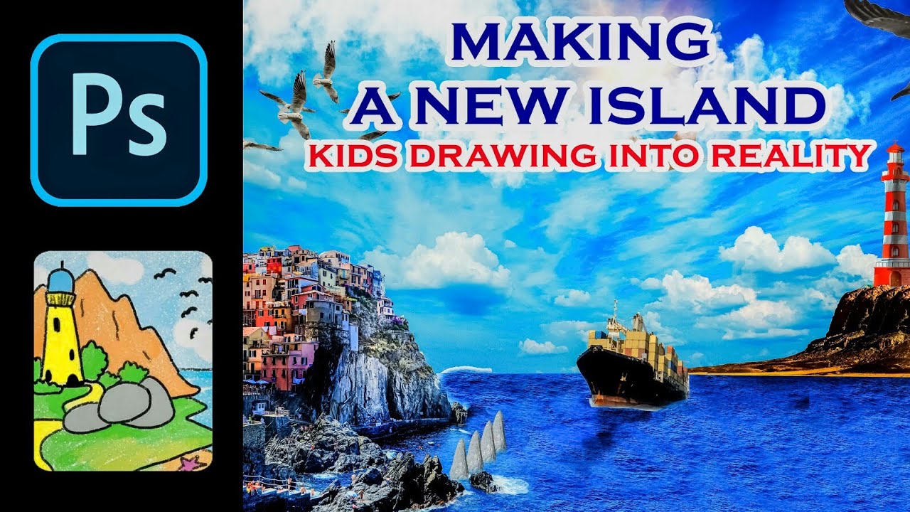 Transforming Kids Drawing Into Reality#Photoshop_Manipulation - YouTube