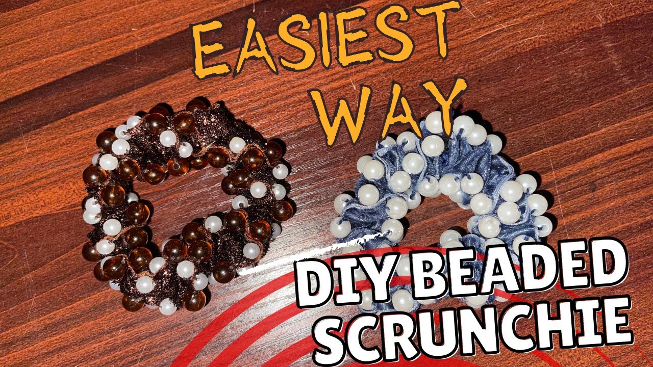 DIY BEADED SCRUNCHIE!!!!! Easiest way to make - YouTube