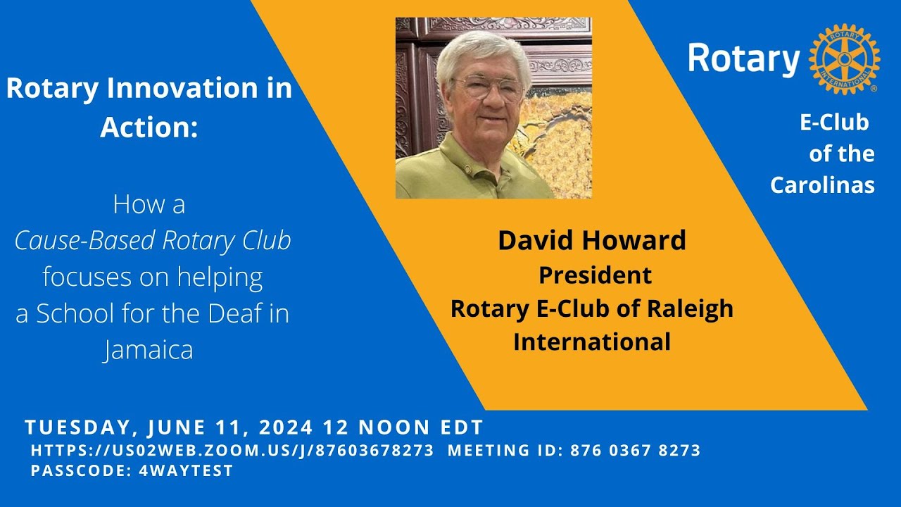 David Howard: Rotary E-Club of Raleigh International - YouTube