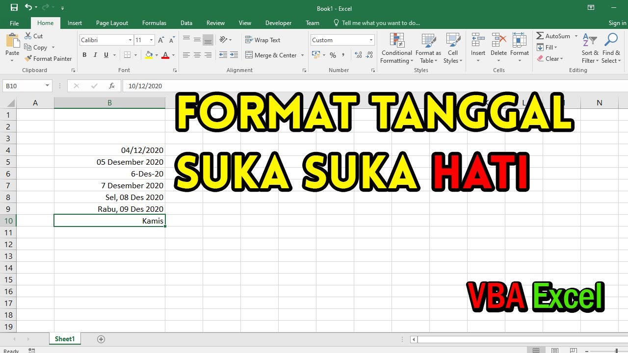 Format Tanggal Di Excel Sesuai Keinginan || Custom Format Date - YouTube