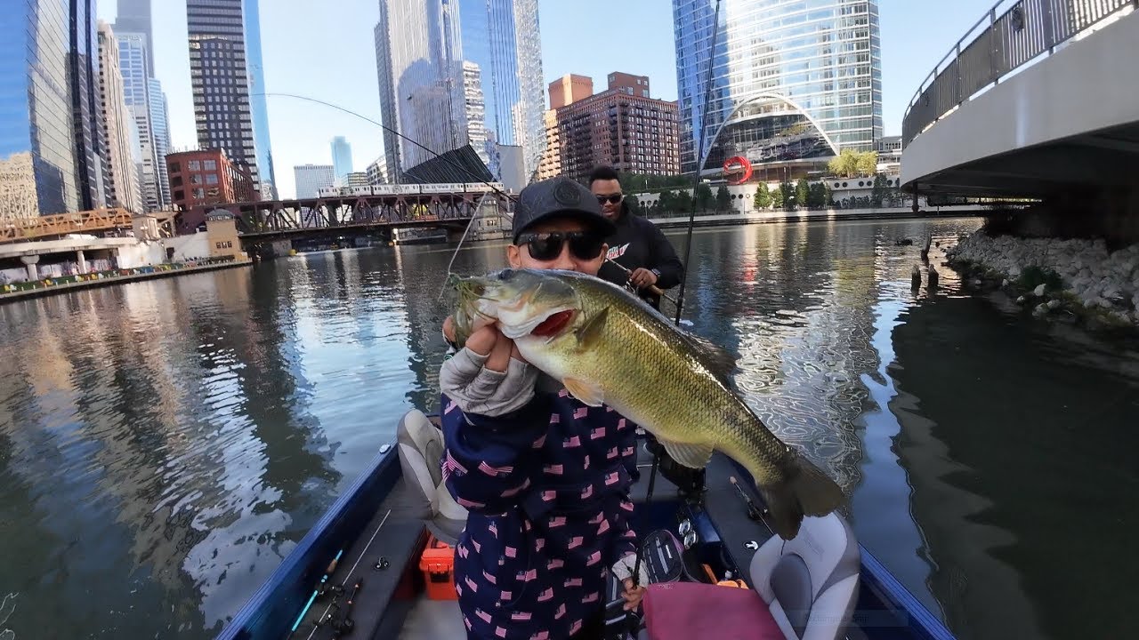 Downtown Chicago Bass Fishing in the Chicago River! - YouTube
