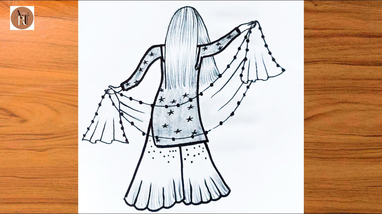 How To Draw Traditional Dress(Pencil Sketch)/Drawing of a beautiful ...