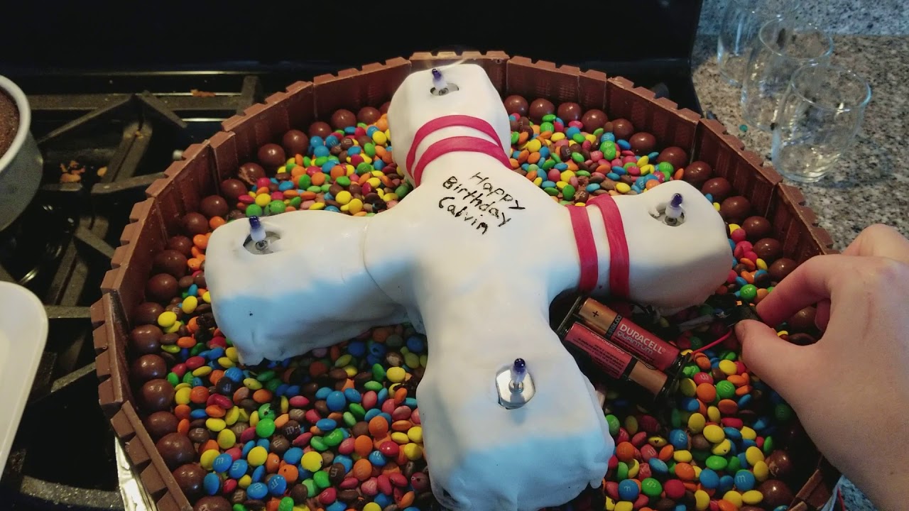 Drone Birthday Cake with Spinning Propellers - YouTube
