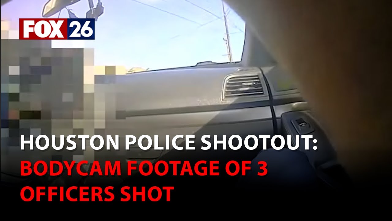 Houston Police Shootout: Body cam footage of three officers shot - YouTube