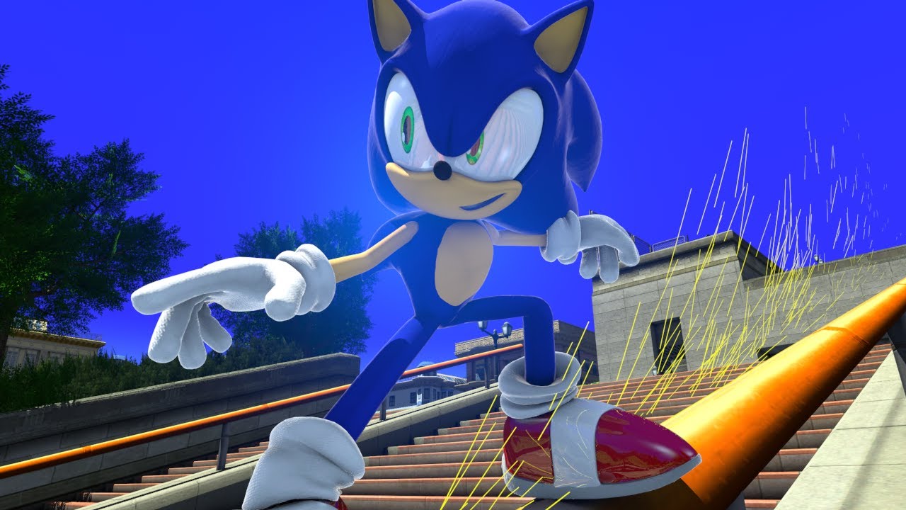 Sonic Runs around the City Park | MEGA X - YouTube