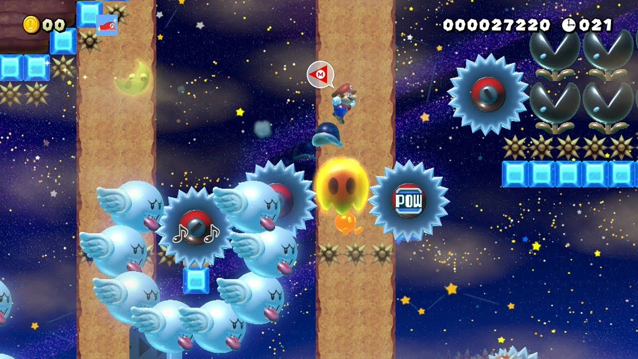 [SMM2] Fiery Wind Blaster by me (Hard NSMBU Speedrun level) - YouTube