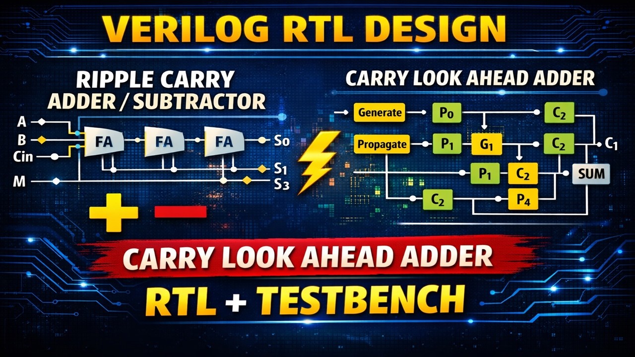 Verilog Tutorial: Ripple Carry Adder Subtractor & Carry Look Ahead ...