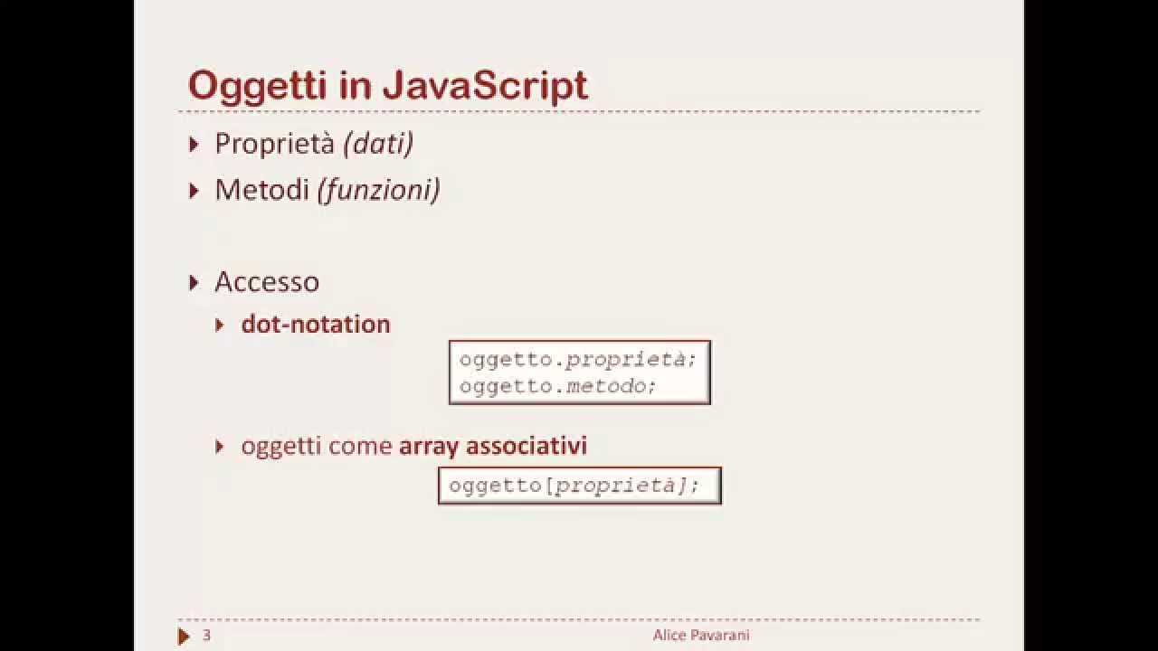 JavaScript 06 Oggetti - YouTube