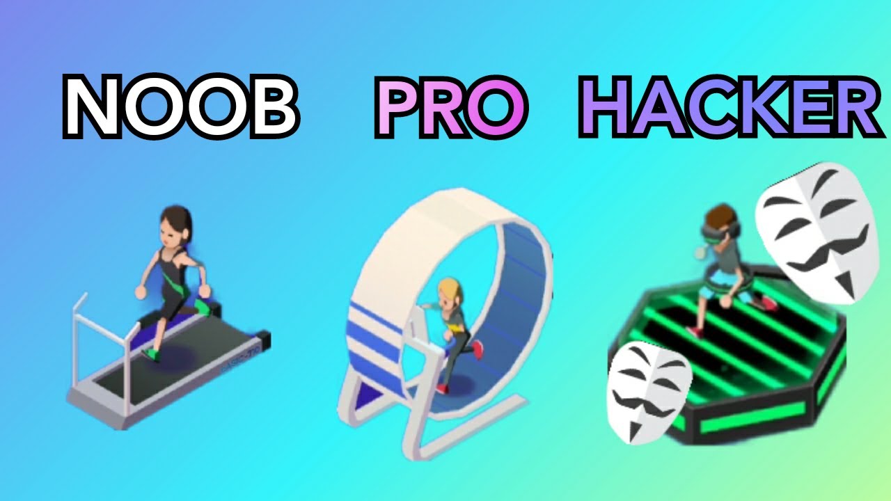 NOOB vs PRO vs HACKER = Idle Fitness Gym Tycoon - YouTube