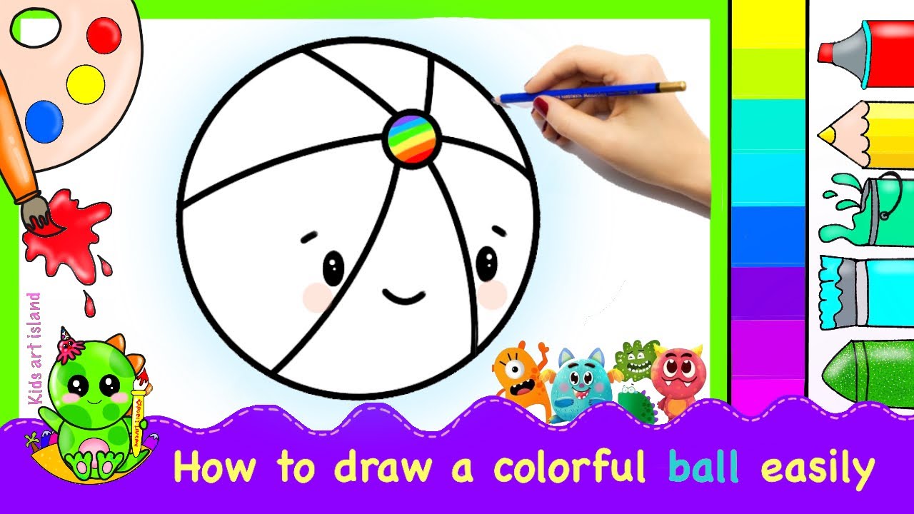 How to draw a simple Ball step by step for kids and toddlers |painting ...