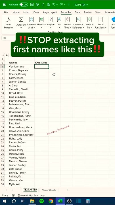 How to use the TEXTAFTER function in Excel ‼️ #shorts #computer #excel ...