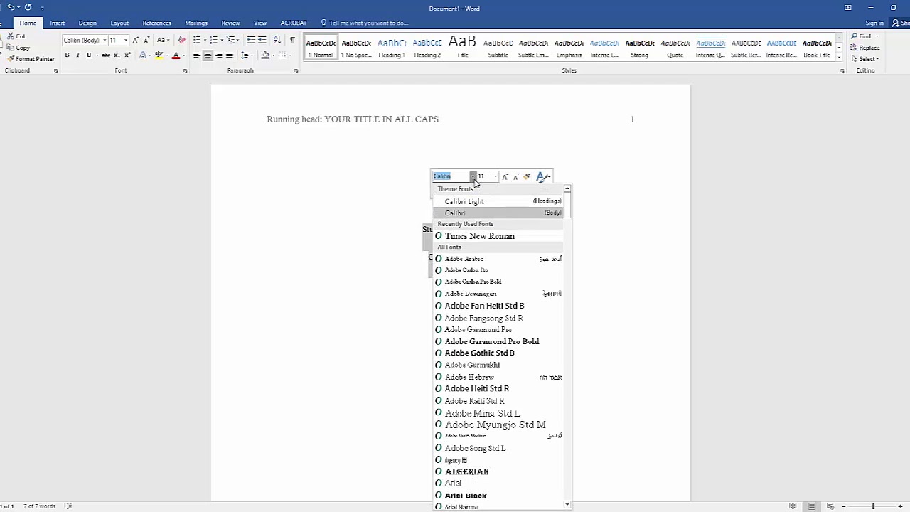 Format APA Title Page and Headers in Word - YouTube