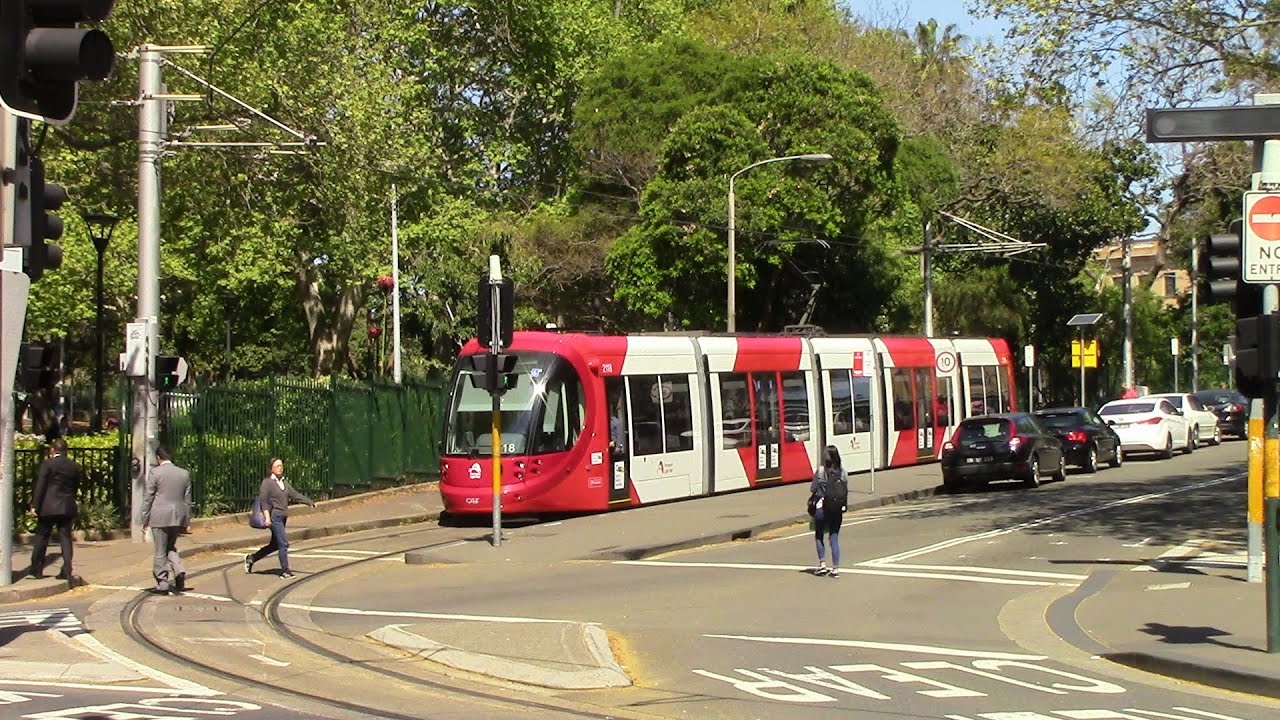 Sydney Light Rail in Hay Street Sydney CBD Route L1 - YouTube