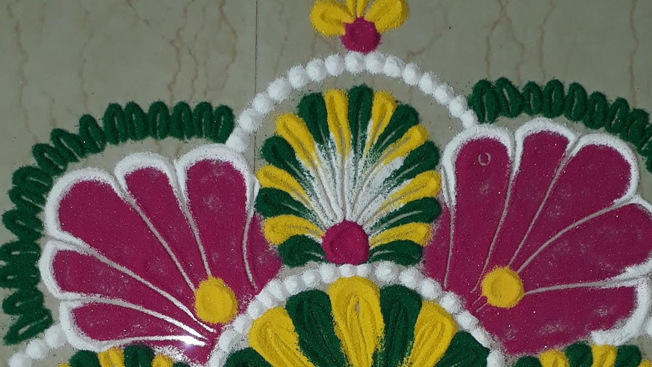 EASY RANGOLI ,MURUJA - YouTube