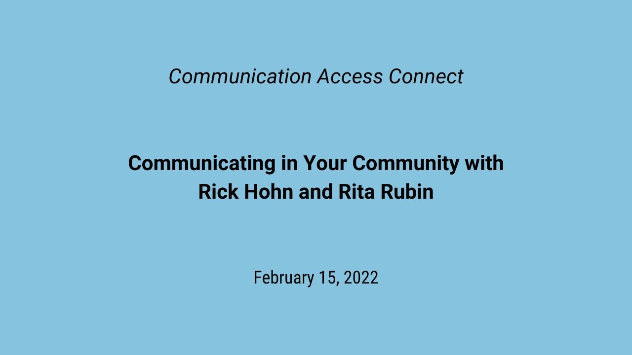 Communicating in Your Community with Rick Hohn and Rita Rubin - YouTube