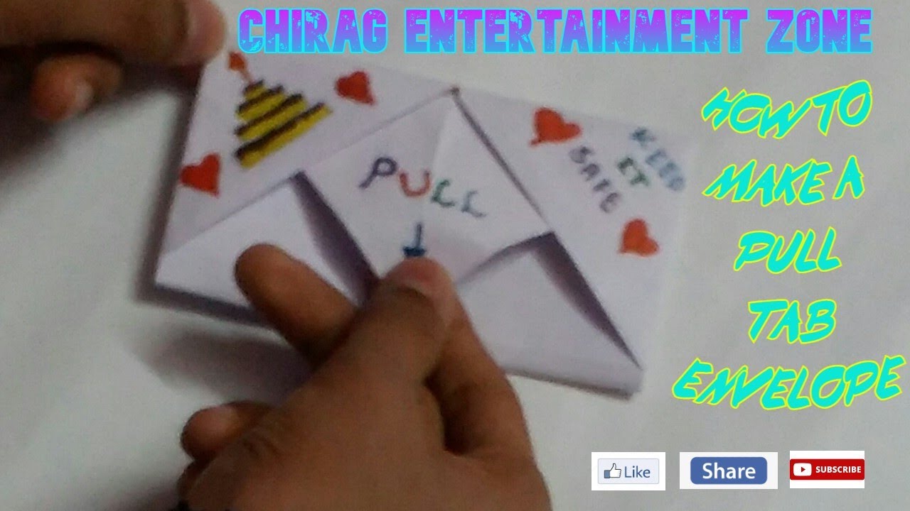 How to make a DIY Origami Paper Pull Tab Envelope.. Very easy and ...