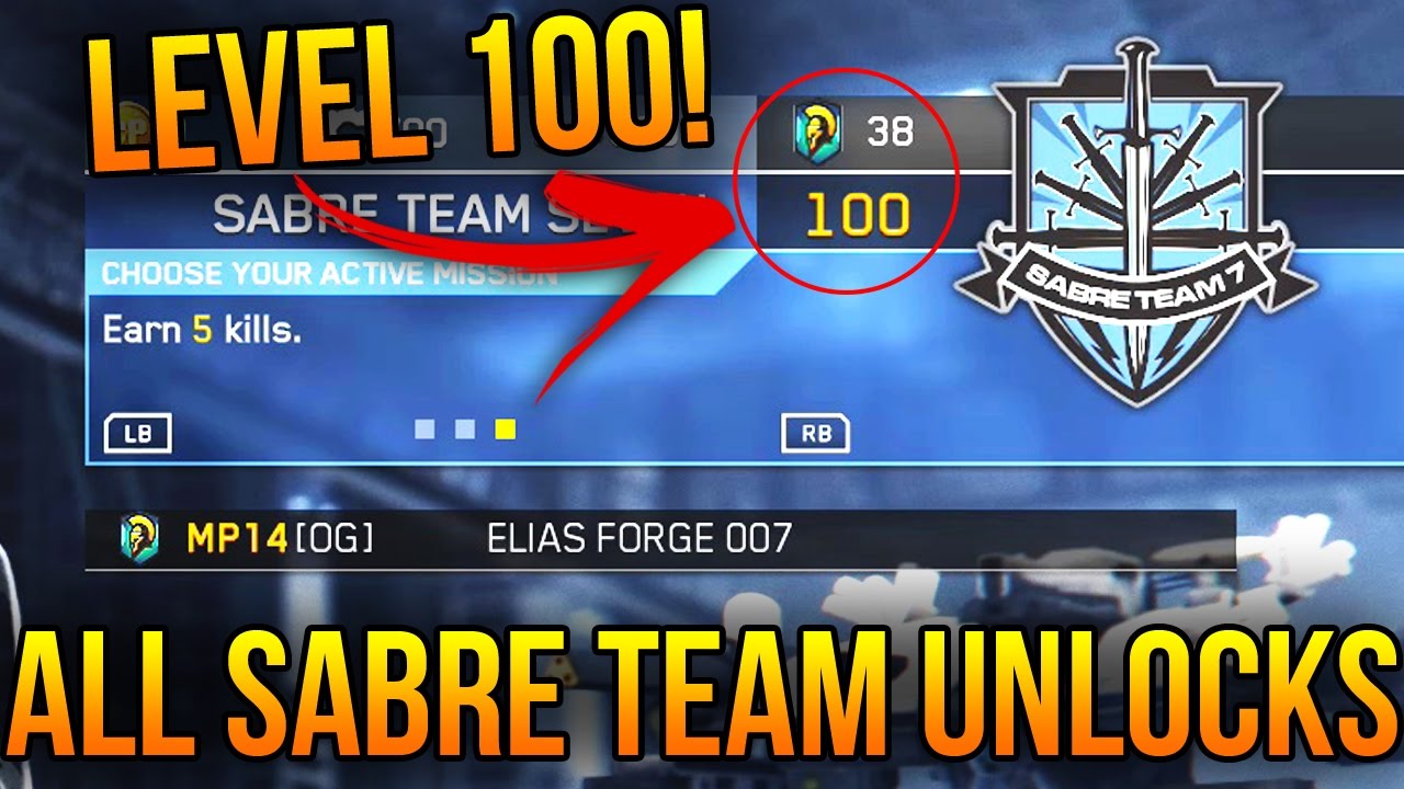 ALL SABRE TEAM 7 UNLOCKS in INFINITE WARFARE! (LEVEL 100 SABRE TEAM 7 ...