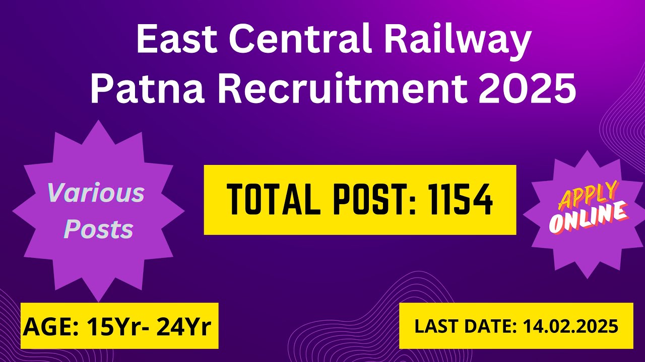 East Central Railway (ECR) Patna Recruitment 2025 - YouTube