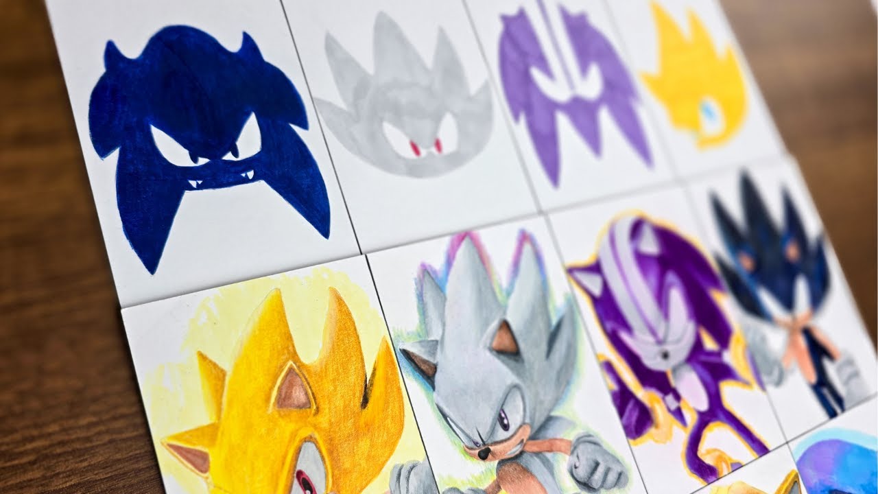 Drawing SONIC Transformations Icons VS Realistic - YouTube