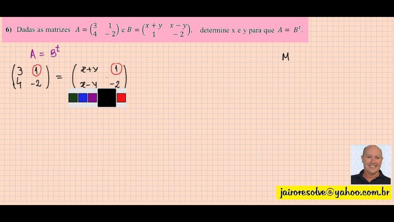 Igualdade entre matrizes e matriz transposta - YouTube