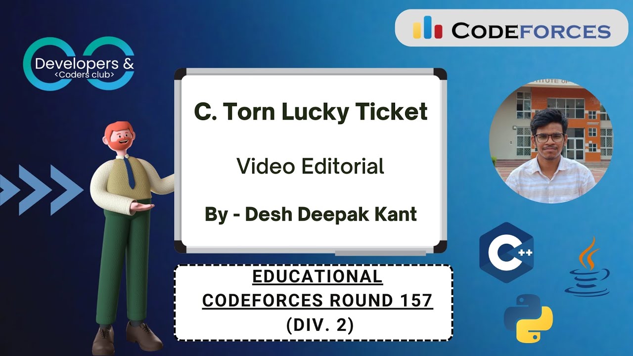 C Torn Lucky Tickets Educational Codeforces Round 157 Div 2 Codeforces Dcc Nit A Youtube