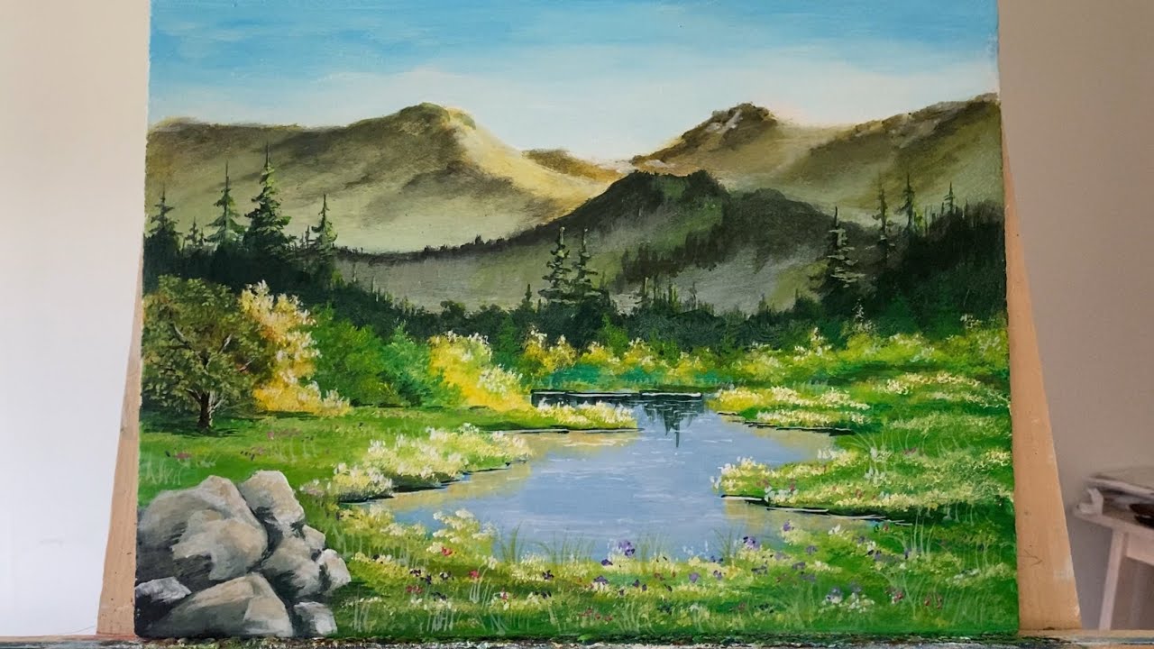 Beginner Friendly Acrylic Landscape Painting Tutorial | Summar Day ...