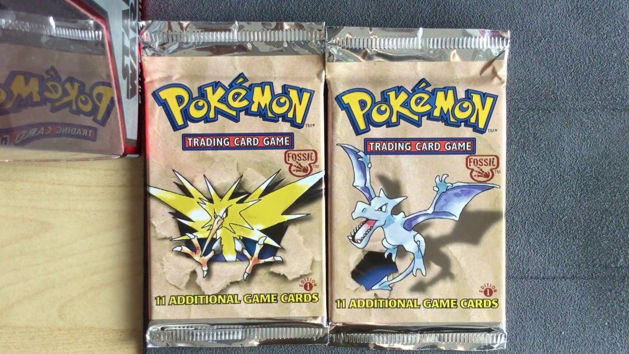 Pokemon 1st edition Fossil Booster Packs - YouTube