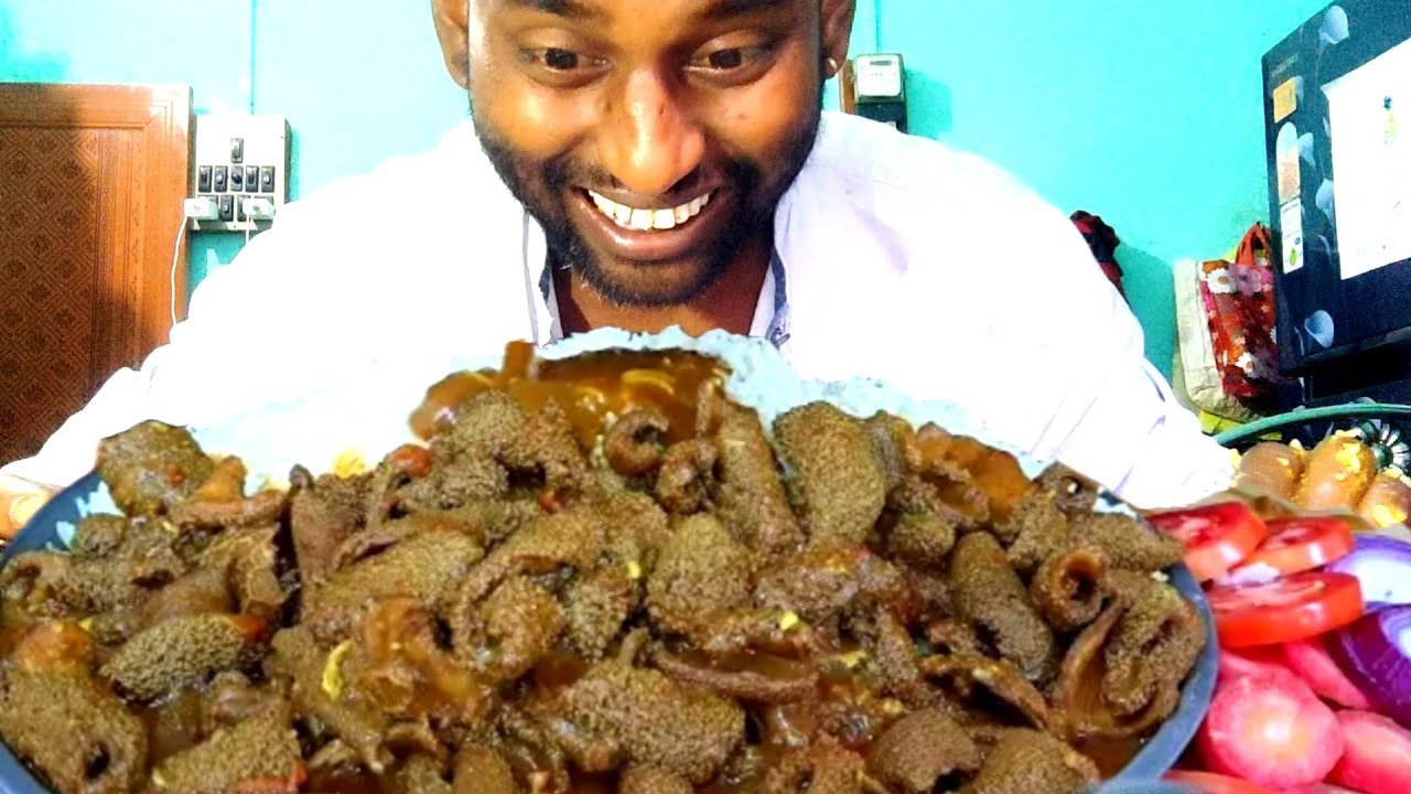 EATING SPICY DELICIOUS MUTTON BOTI MASALA WITH CLOD DRINKS AND SALAD ...