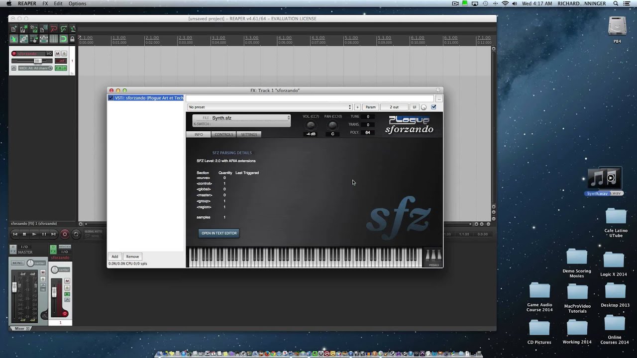 Using Sforzando in Reaper - YouTube