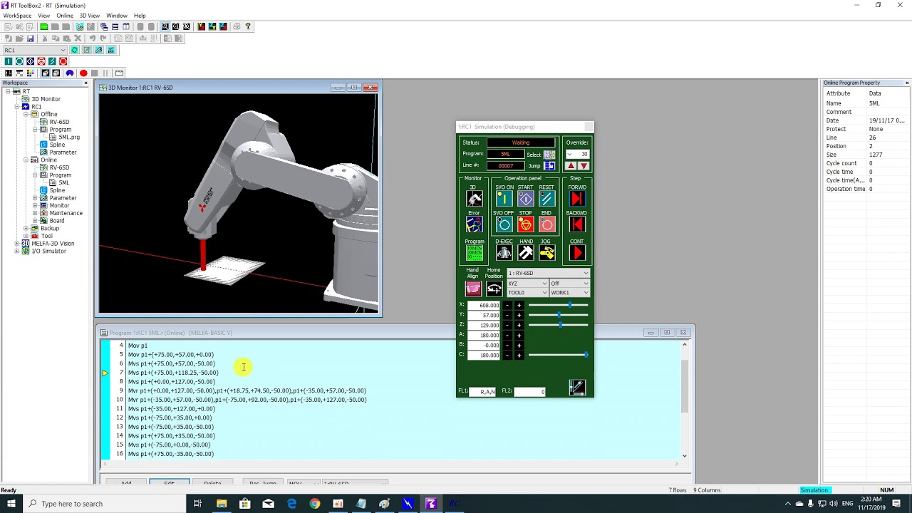 การจำลองการใช้งานโปรแกรม rt toolbox 2 ในการเขียนตัวอักษร 5ML - YouTube