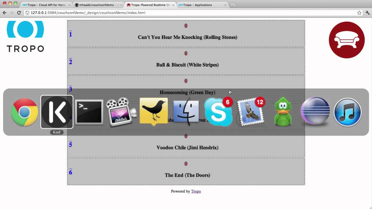 SMS / Phone Voting with Tropo and CouchDB - YouTube