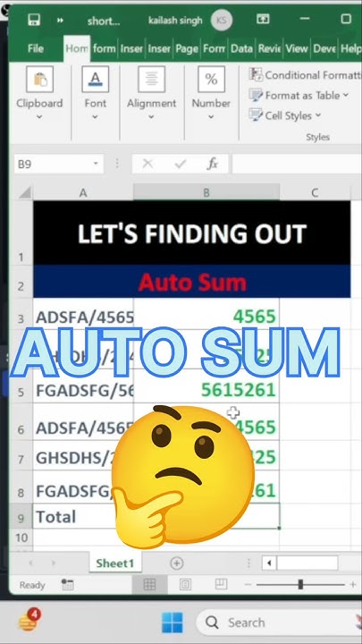 #shorts #viralshorts | Auto sum in excel |#tricks excel trick interview | ms word| #mstrick | no ...
