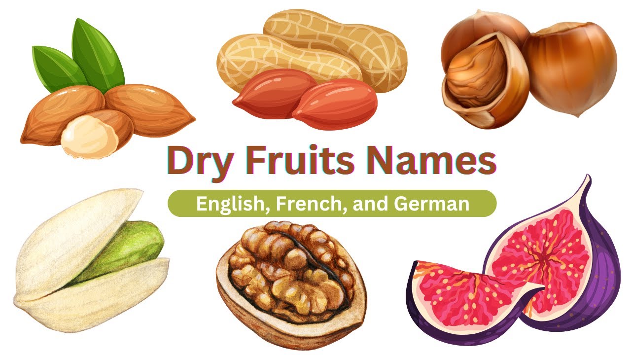 "Learn Common Dry Fruits in English, French, and German | Vocabulary ...