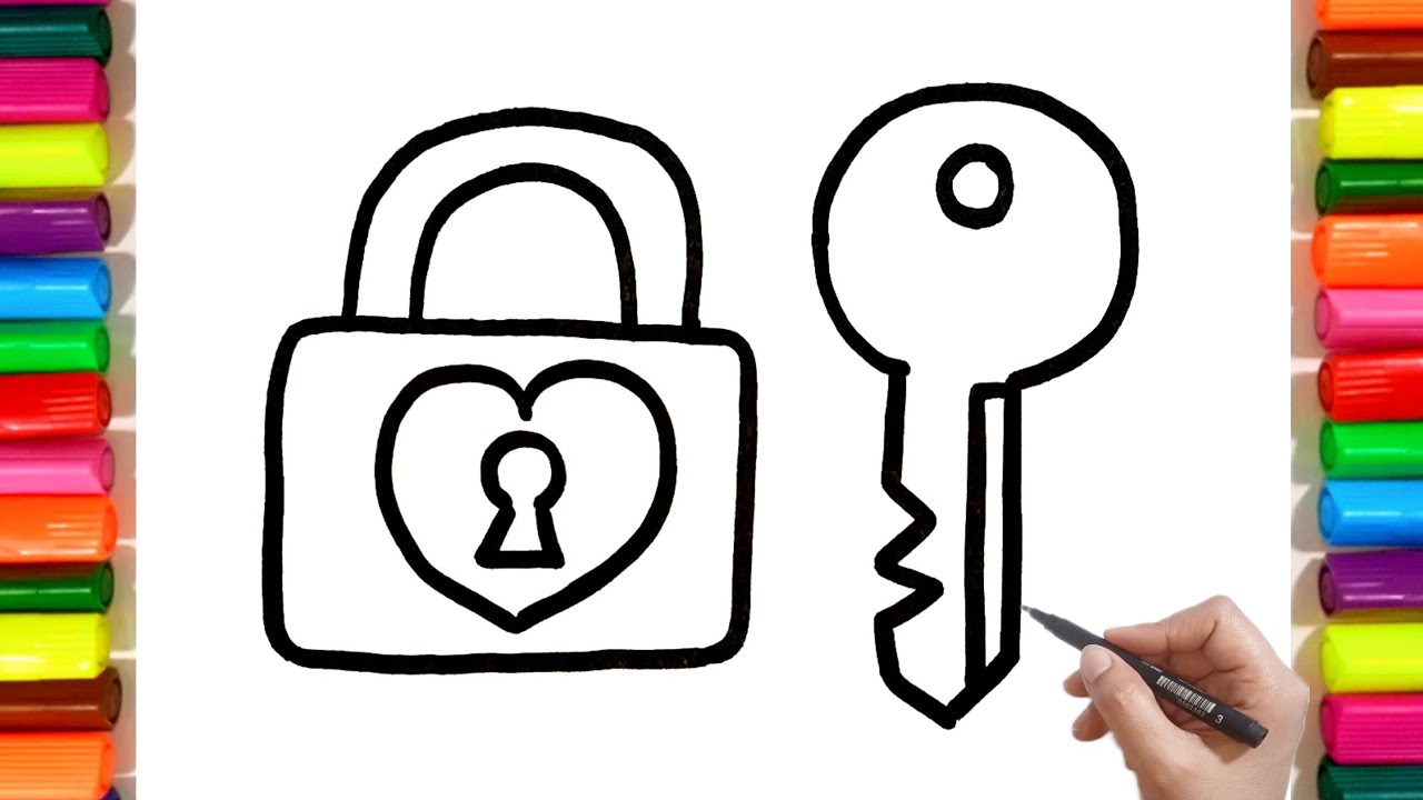 Lock and Key Drawing, Colouring and Painting for kid's & Toddlers | How ...