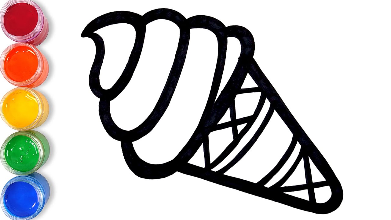 Let's learn to draw Ice cream cone and coloring for kids | TOBiART ...