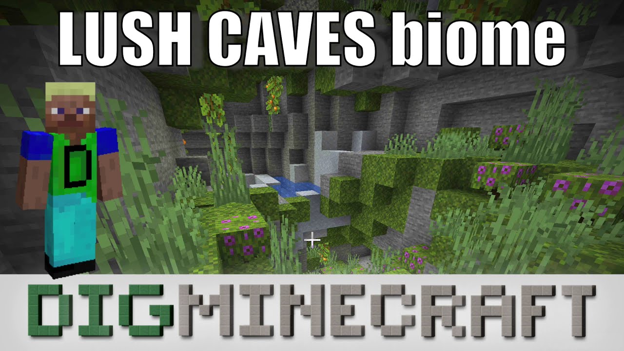 Lush Caves biome in Minecraft (CAVES & CLIFFS UPDATE) - YouTube