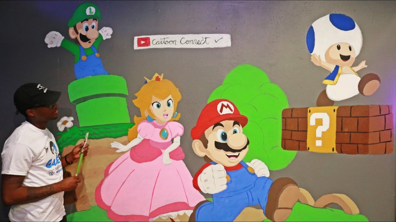 Super Mario Bros Mural Painted At VR Lounge! - YouTube