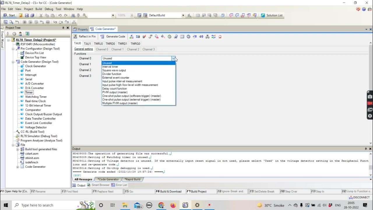 RL78 Microcontroller Cubesuite+ Programming Tutorial Delay Function usingTimer Array Unit Video3 ...