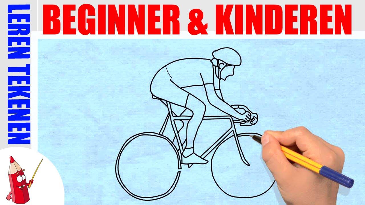 Fietser Tekenen in 80s - Leren tekenen voor beginners en kinderen ...