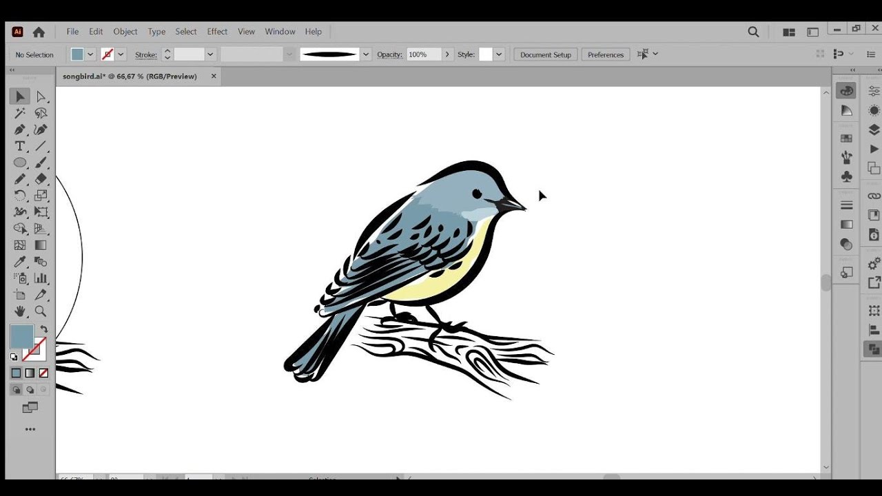 simple songbird illustration in adobe illustrator (using a mouse) - YouTube
