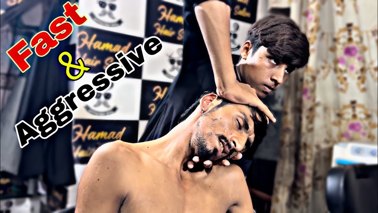 ASMR || pakistani best barber best massage ||aggressive look by ...