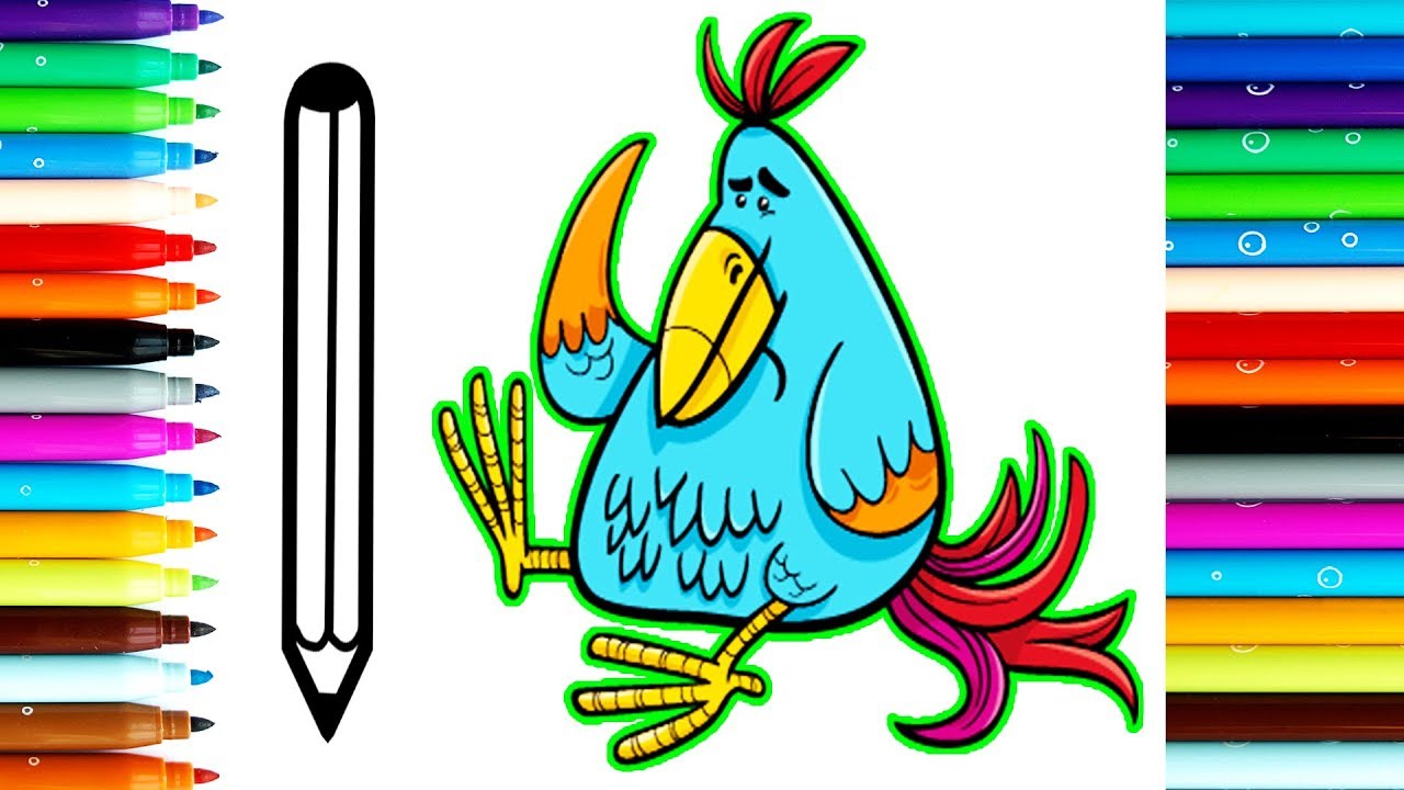 Rio Bird Drawing And Coloring Page Step By Step | How To Draw Rio Bird ...